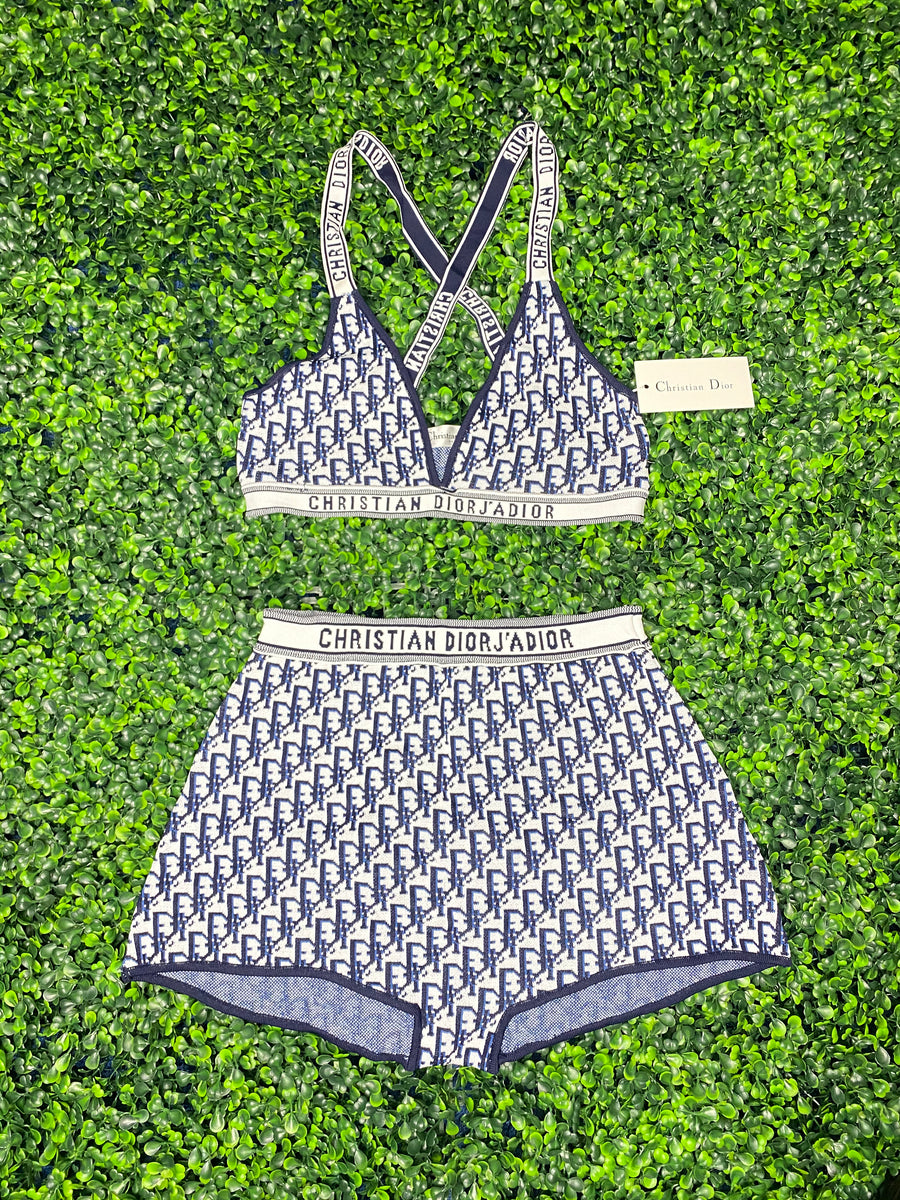 Navy Blue High Waist Di Print Swimsuit – She Addicted Boutique